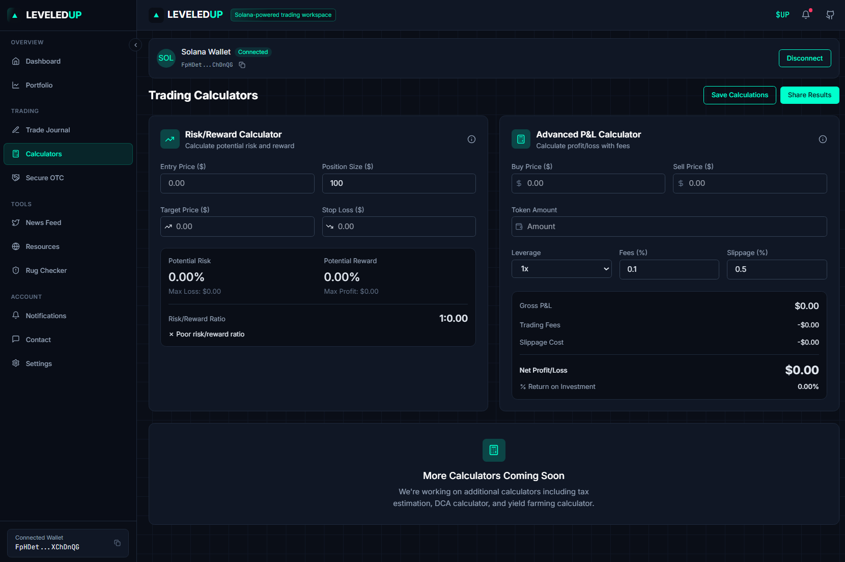 Leveled Up | Your Ultimate Solana Trading Workspace