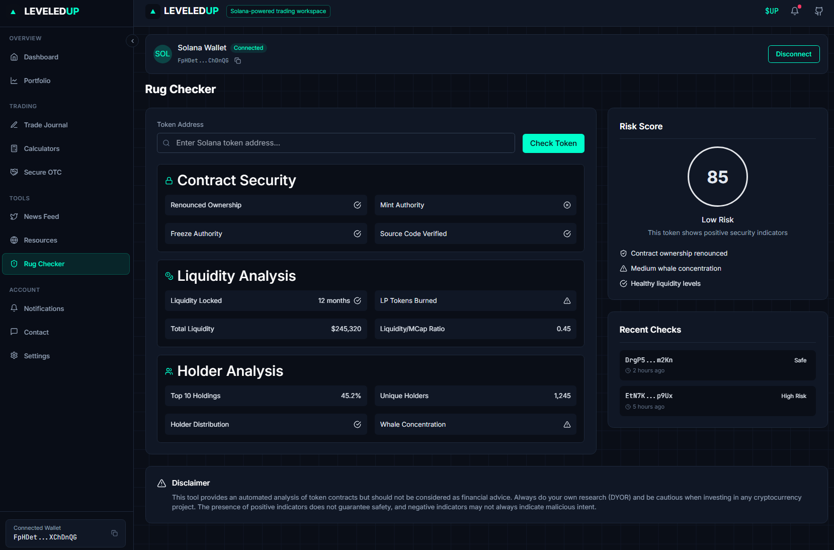 Leveled Up | Your Ultimate Solana Trading Workspace